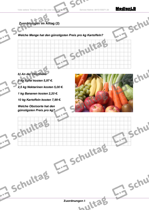 Zuordnungen im Alltag – Schultag